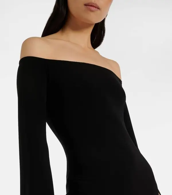 Norma Kamali Draped Off-shoulder Jersey Gown