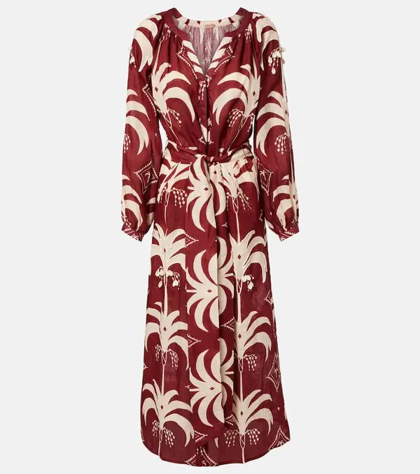 Johanna Ortiz Printed Linen Maxi Dress