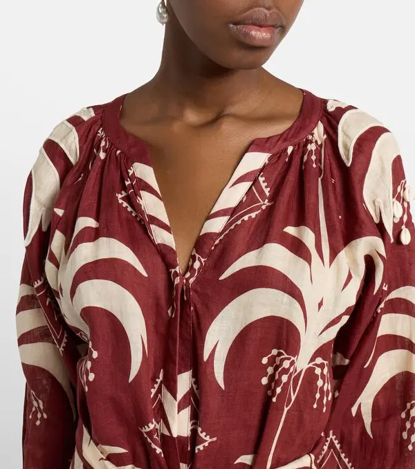 Johanna Ortiz Printed Linen Maxi Dress