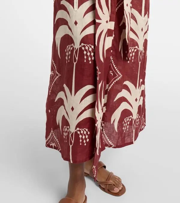 Johanna Ortiz Printed Linen Maxi Dress