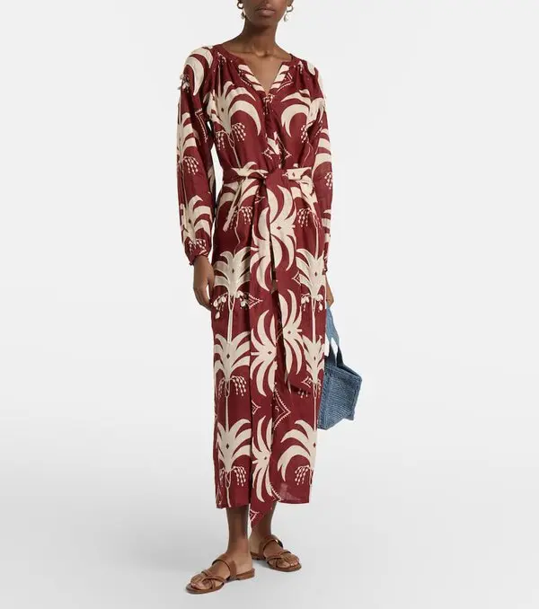Johanna Ortiz Printed Linen Maxi Dress