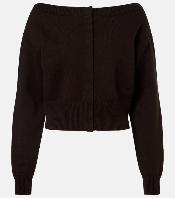 TOM FORD Off-shoulder Cashmere Cardigan - Brown