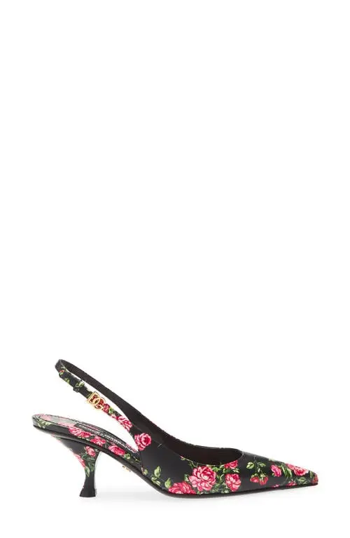 Dolce & Gabbana Lollo Rose Print Kitten Heel Slingback Pump