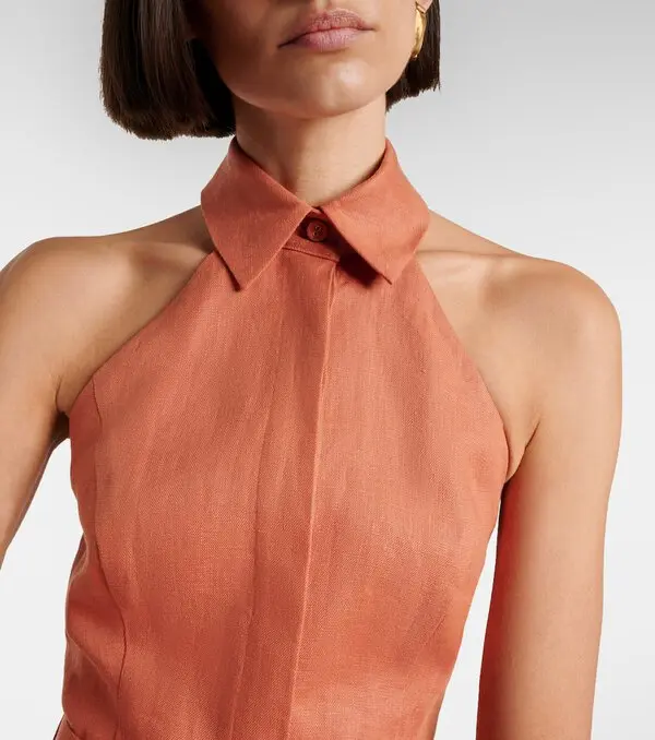 Zimmermann Awaken Belted Linen Romper - Brown