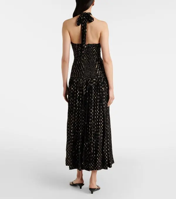Zimmermann Daylight Halterneck Lamé Midi Dress