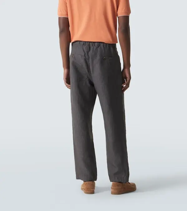 Brunello Cucinelli Linen Straight-leg Pants - Grey