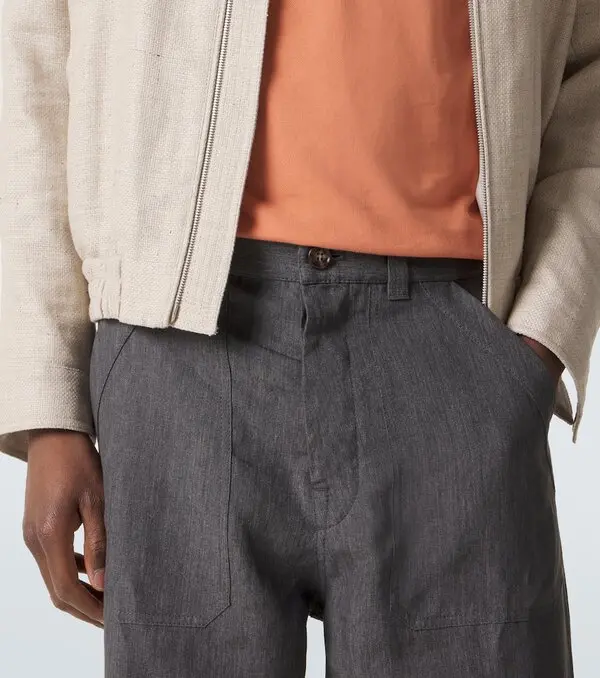 Brunello Cucinelli Linen Straight-leg Pants - Grey