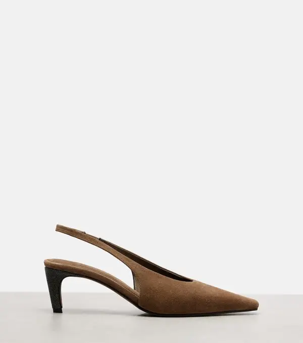 Brunello Cucinelli Suede Slingback Pumps