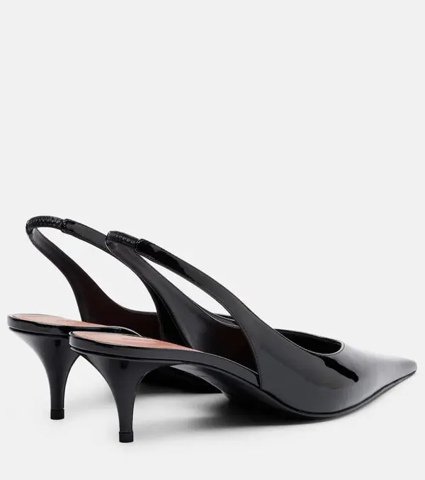 Amina Muaddi Patent Leather Slingback Pumps - Black