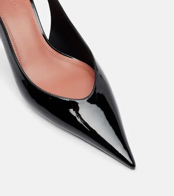 Amina Muaddi Patent Leather Slingback Pumps - Black