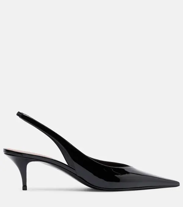Amina Muaddi Patent Leather Slingback Pumps - Black