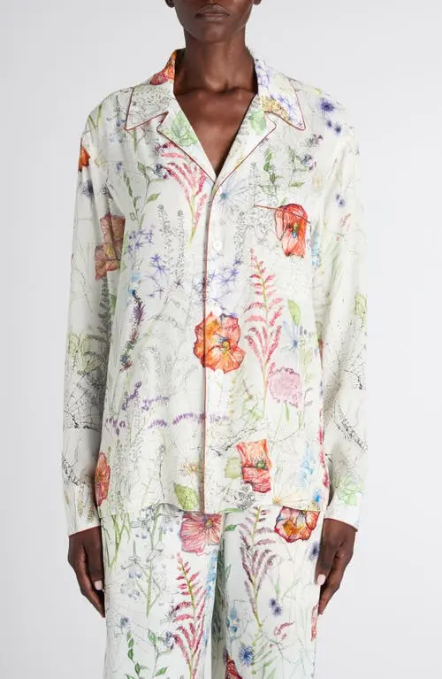 Alexander McQueen Meadow Floral Piped Pajama Shirt
