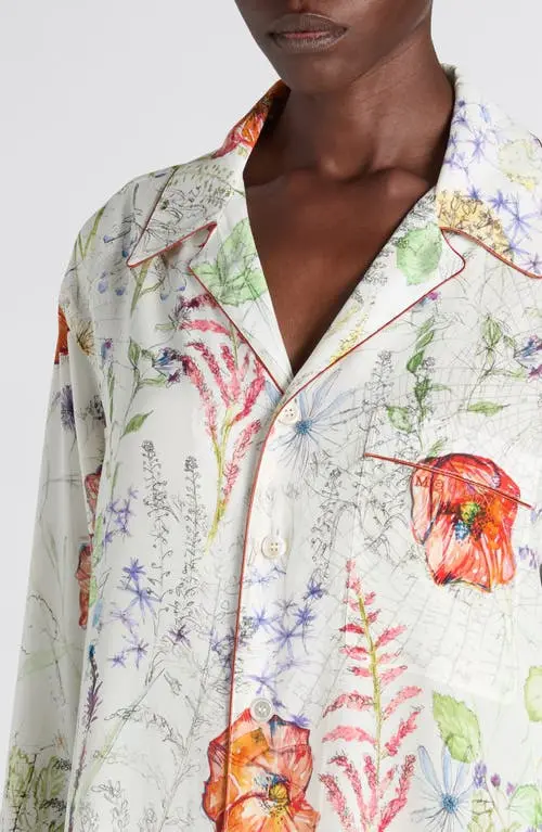 Alexander McQueen Meadow Floral Piped Pajama Shirt