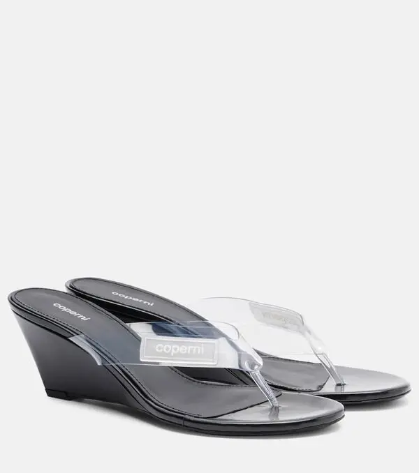 Coperni Logo Pvc Wedge Thong Sandals - Transparent