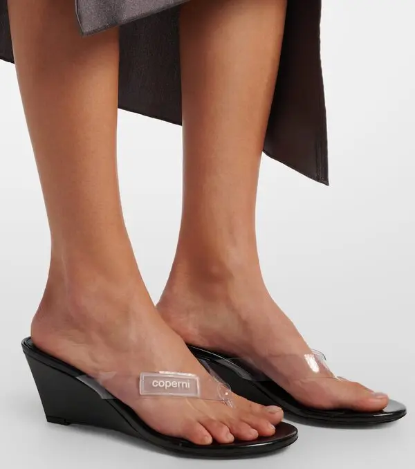 Coperni Logo Pvc Wedge Thong Sandals - Transparent