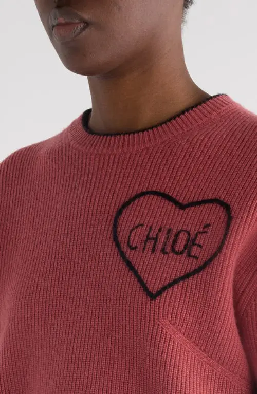 Chloé Embroidered Logo Wool & Cashmere Sweater