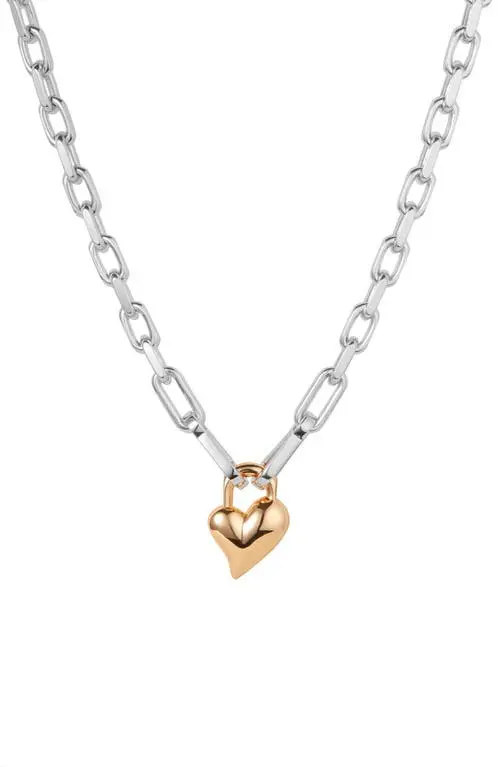 Jenny Bird Padlock Heart Pendant Necklace - Two-tone
