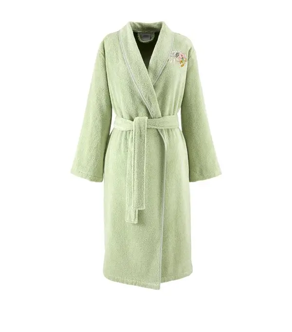 YVES DELORME Cotton-modal Orchidee Bathrobe - Green