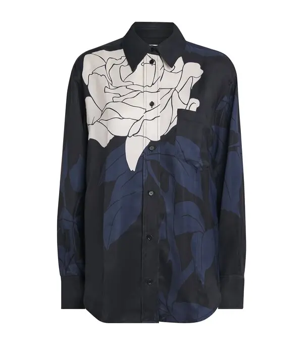 Victoria Beckham Floral Pyjama Shirt - Navy