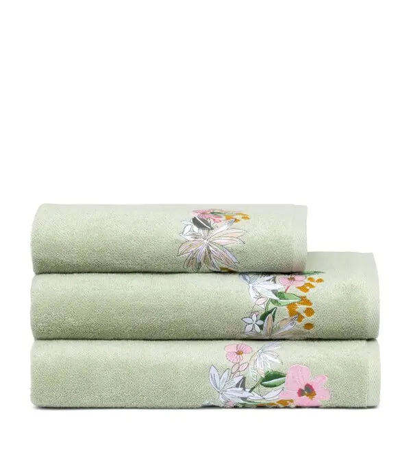 YVES DELORME Embroidered Orchidee Bath Mat - Green