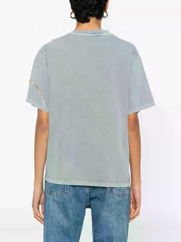 Sandro Rhinestone Embellished Cotton T-shirt - Grey
