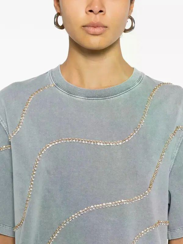 Sandro Rhinestone Embellished Cotton T-shirt - Grey