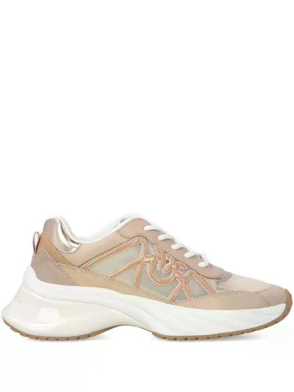 Pinko Logo Detail Lace-up Sneakers - Neutrals