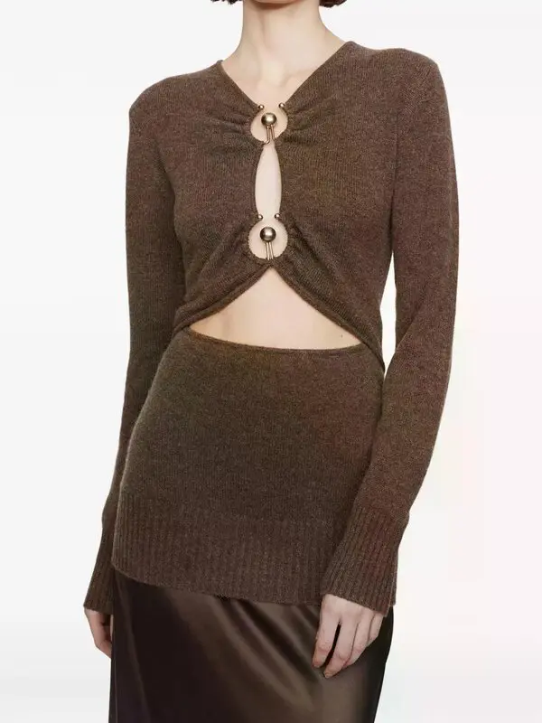 Christopher Esber Orbit Ruched Monument Cut-out Midi Dress