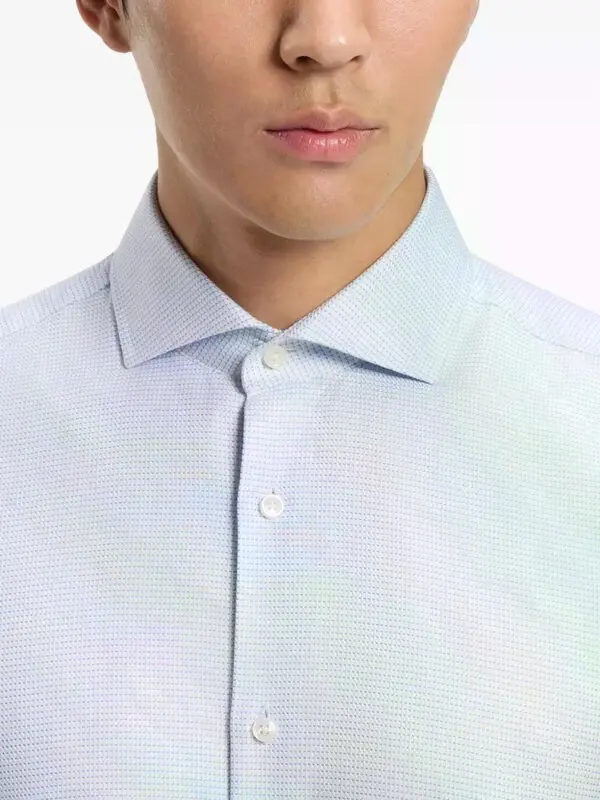 BOSS Buttoned Patterned Shirt - Blue
