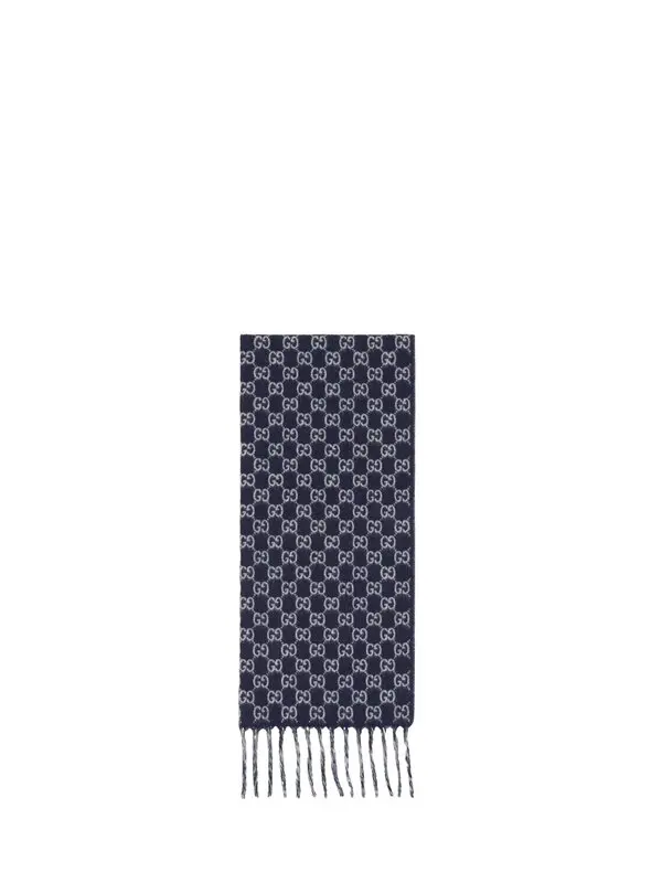 Gucci Gg Wool And Cashmere Scarf - Blue