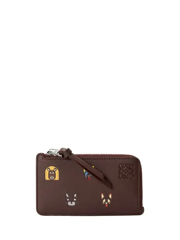 Loewe Coin Purse With Cats - Brown