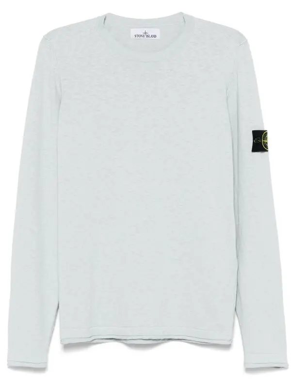 Stone Island Crew Neck Sweater With Logo - Sky Blue