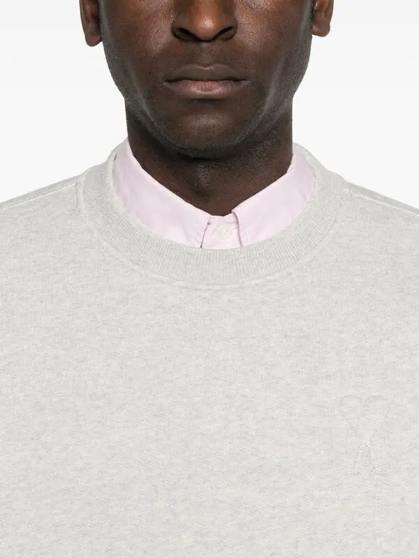AMI Paris De Coeur Cotton Sweatshirt - Grey