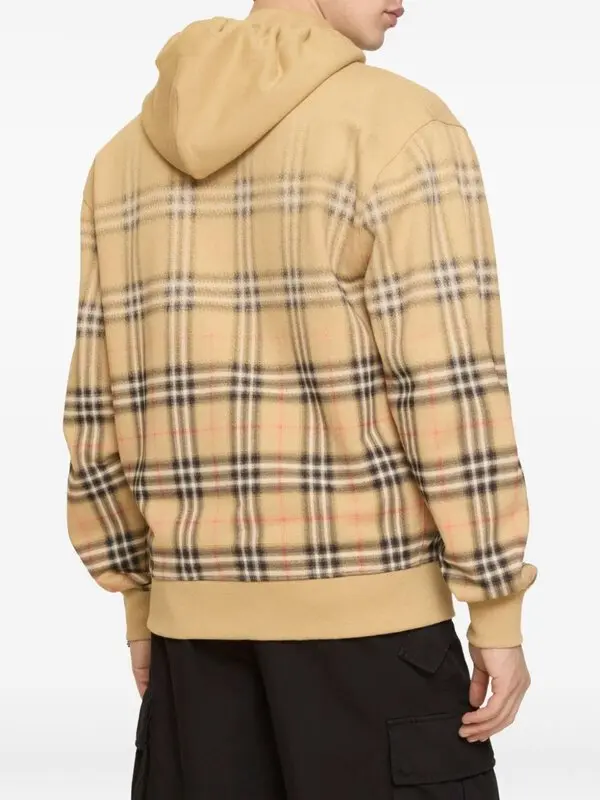 Burberry Plaid Zip-up Sweatshirt - Beige