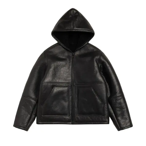 StÜssy Shearling Hooded Jacket - Black