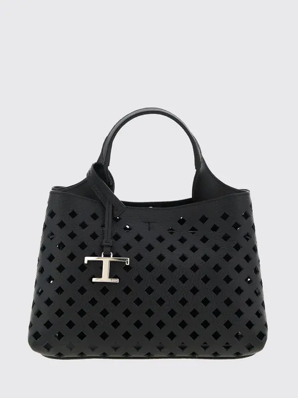 TOD'S Perforated Leather Handbag - Black