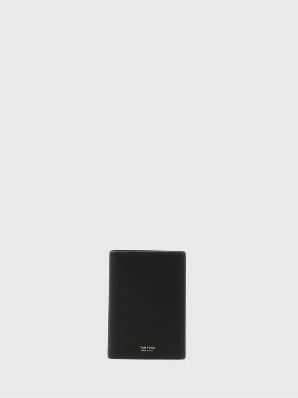 TOM FORD Grained Calfskin Bifold Wallet With Logo - Black