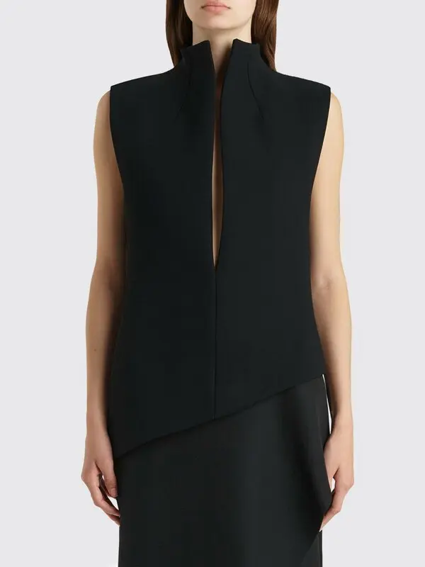 Khaite Sleeveless Mandarin Collar Top - Black
