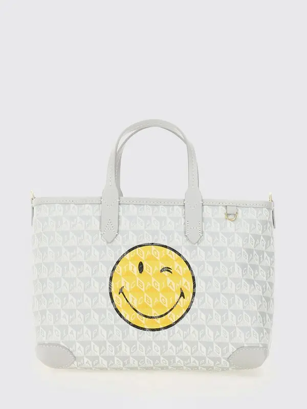 ANYA HINDMARCH I Am A Plastic Bag Wink" Coated Cotton Tote - Grey