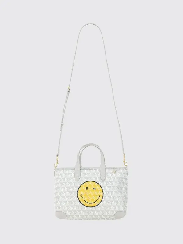 ANYA HINDMARCH I Am A Plastic Bag Wink" Coated Cotton Tote - Grey