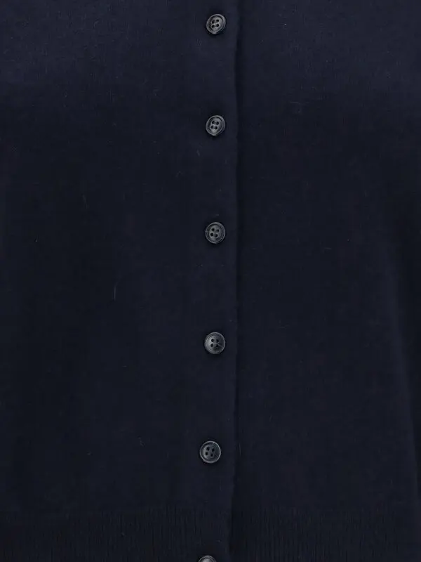 LISA YANG Pure Cashmere Crewneck Cardigan - Navy