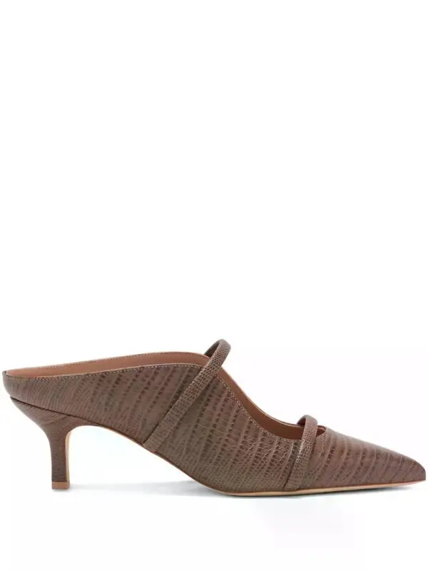 MALONE SOULIERS Maureen Embossed Kitten-heel Mules