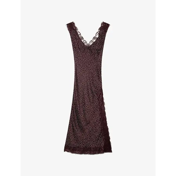 OMNES Polka-dot Print Woven Midi Dress