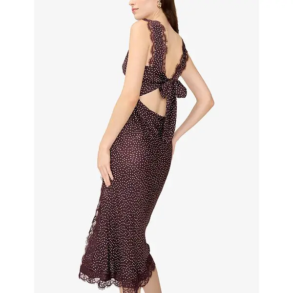 OMNES Polka-dot Print Woven Midi Dress