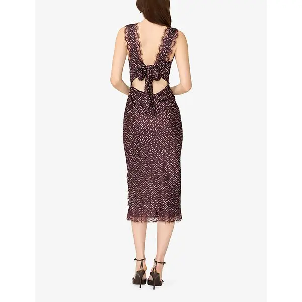 OMNES Polka-dot Print Woven Midi Dress