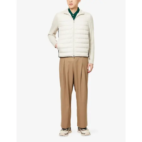 Moncler Contrast-knit Shell-down Cardigan - Ivory