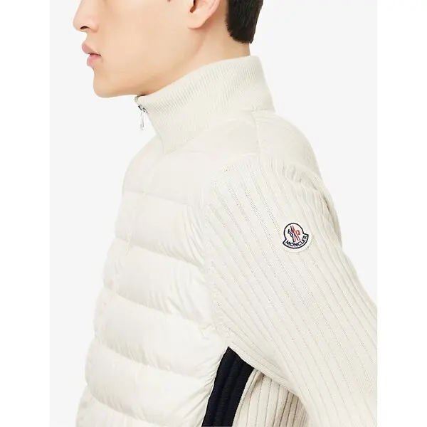 Moncler Contrast-knit Shell-down Cardigan - Ivory