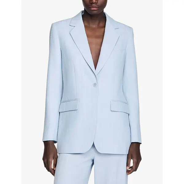 Sandro Sequin-stripe Single-breasted Woven Blazer