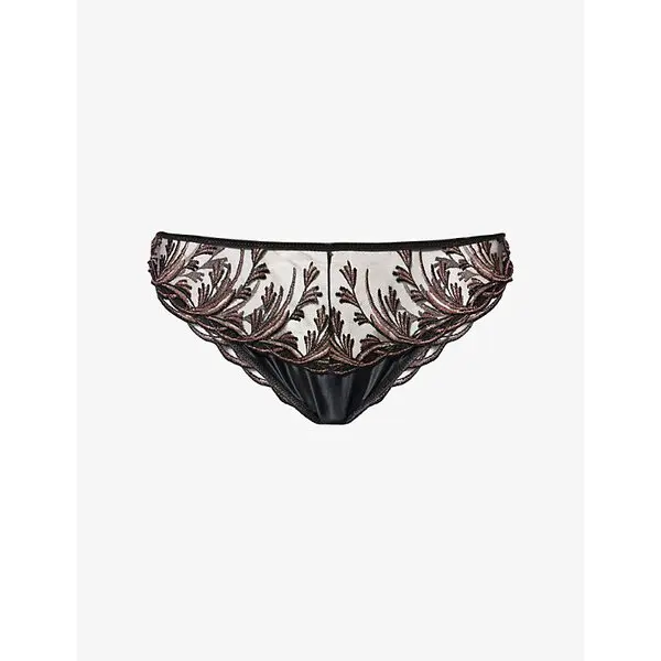 AUBADE Cosmic Romance Satin And Lace Italian Briefs - Black Star