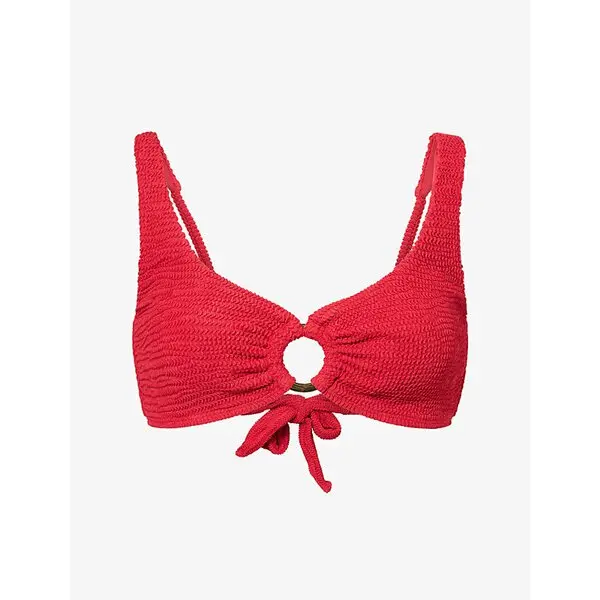 Monday Swimwear Barbuda Ring Bikini Top - Cherry Crinkle